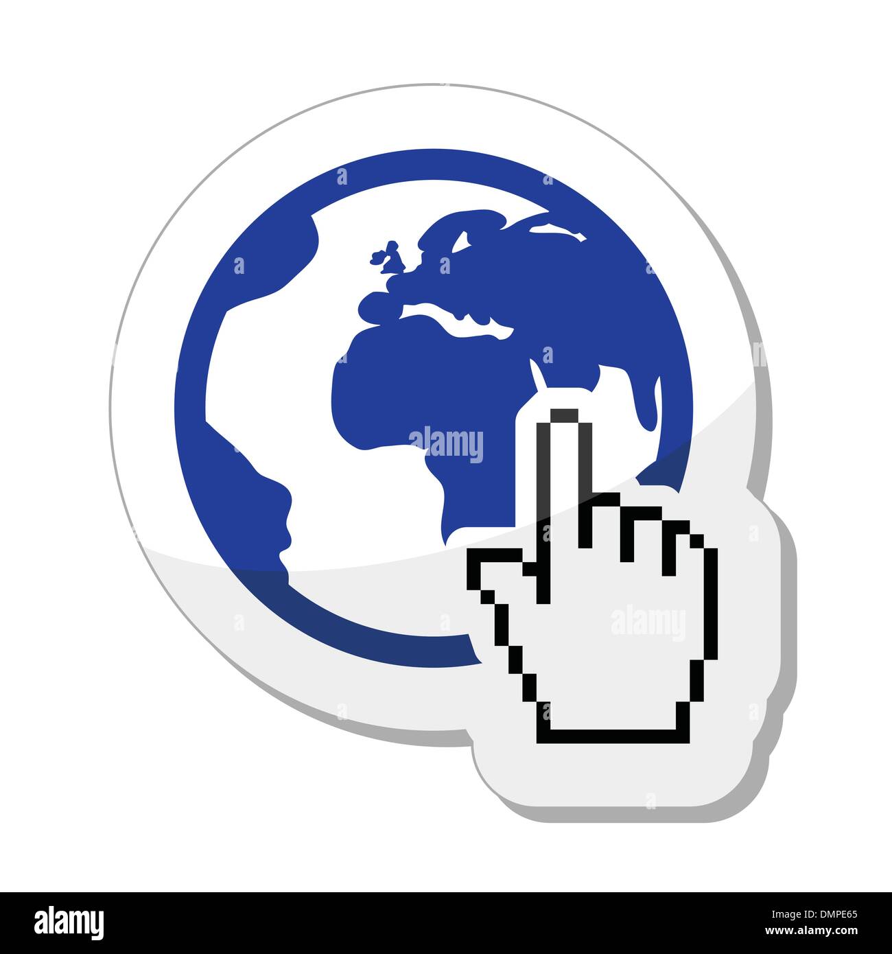 Globe, earth with cursor hand vector icon Stock Vector Image & Art - Alamy