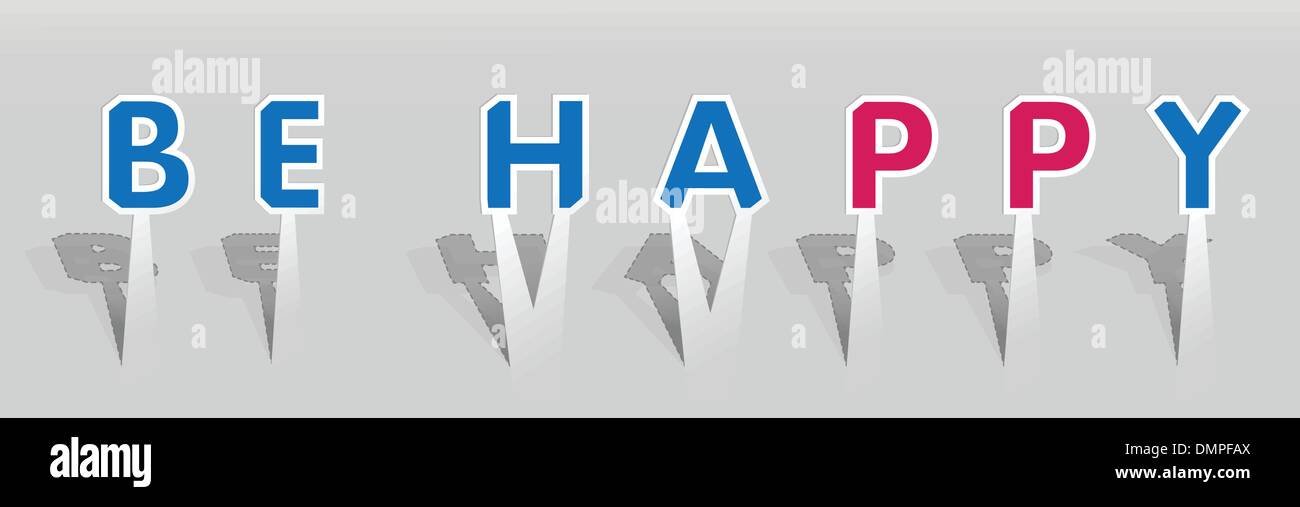 Illustration of BE HAPPY words Stock Vector Image & Art - Alamy