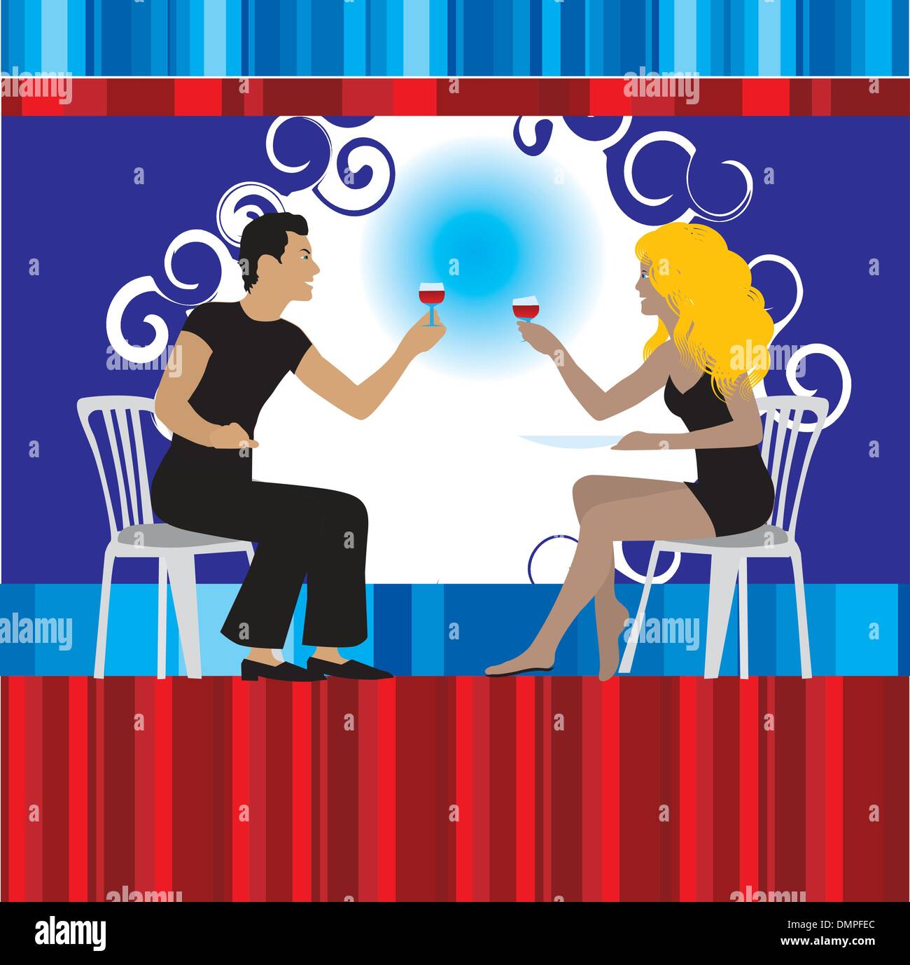Restaurant couple wine Stock Vector Images - Alamy