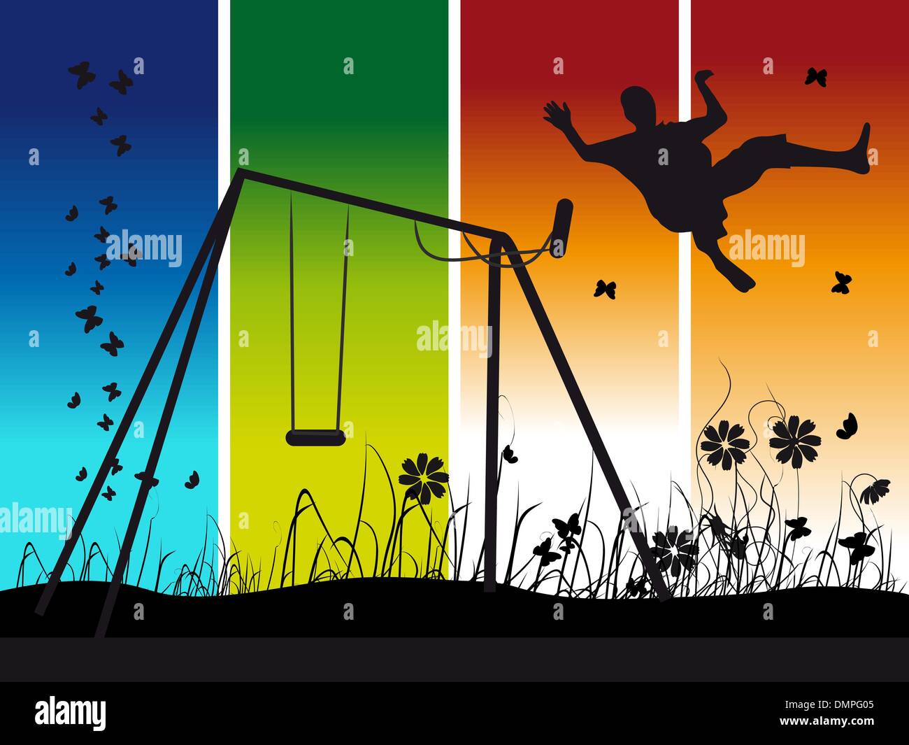 People on nature, summer, swing, silhouette Stock Vector Image & Art ...