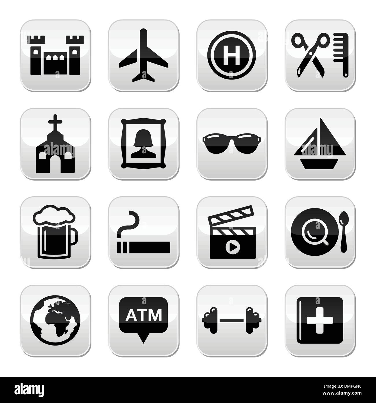 Travel tourism and transport vector buttons set Stock Vector Image ...