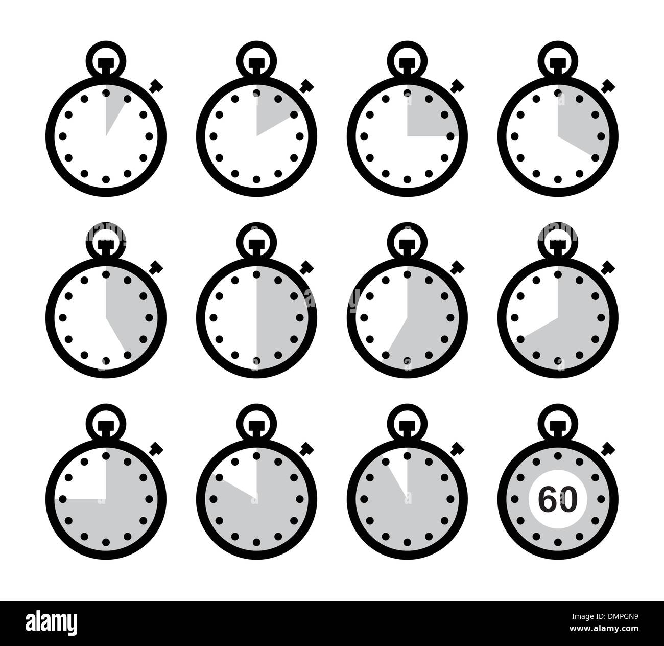 Time, clock, stopwatch vector icons set Stock Vector Image & Art - Alamy