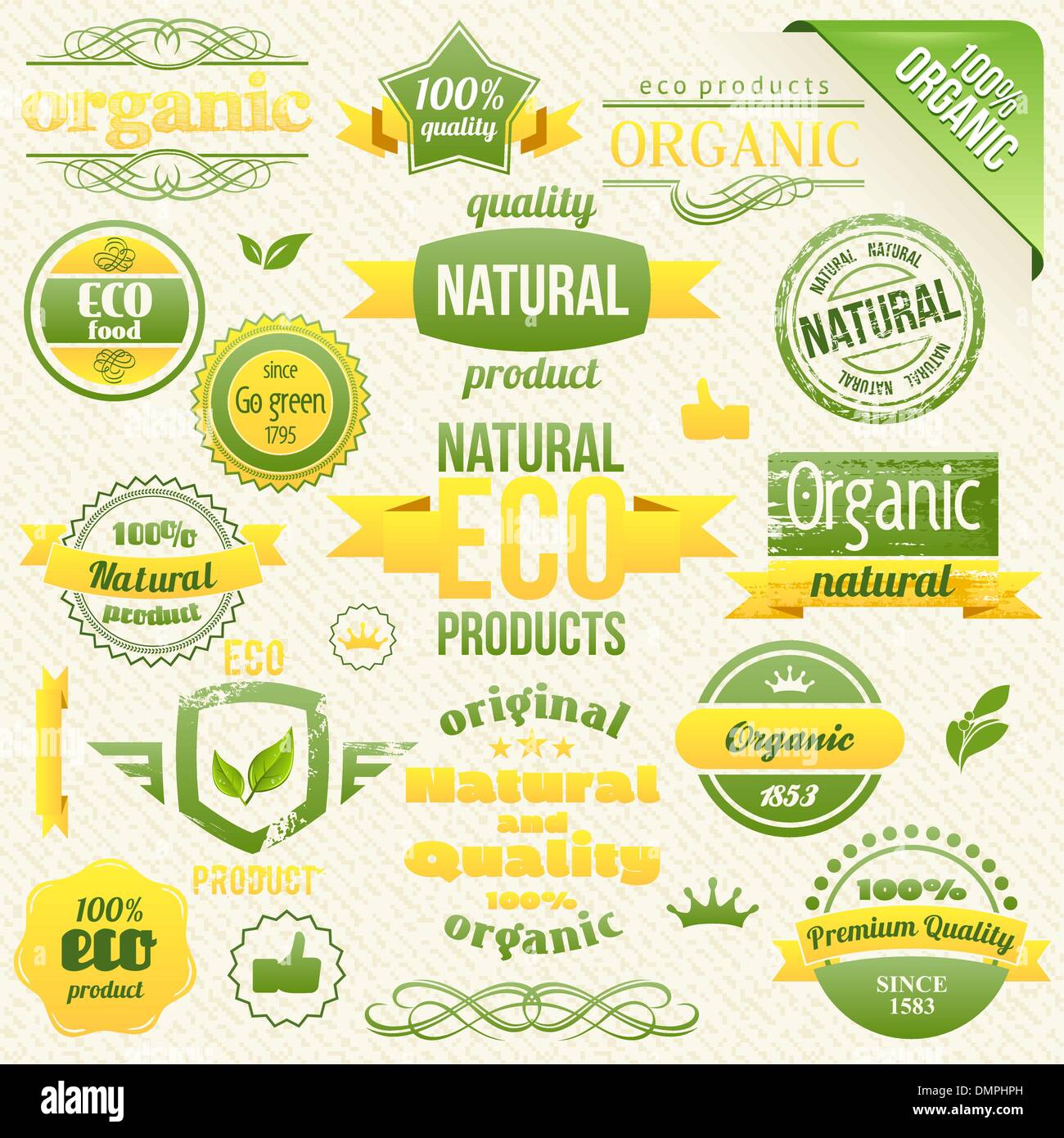 Vector Organic Food, Eco, Bio Labels and Elements Stock Vector Image ...