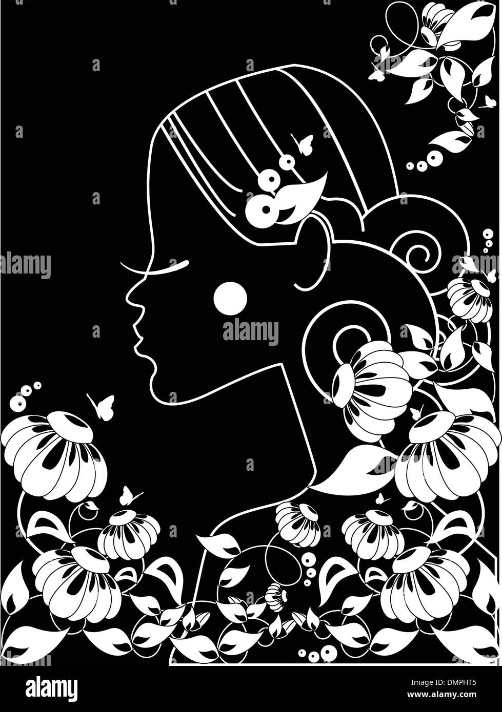 Vector girl and floral border Stock Vector Image & Art - Alamy
