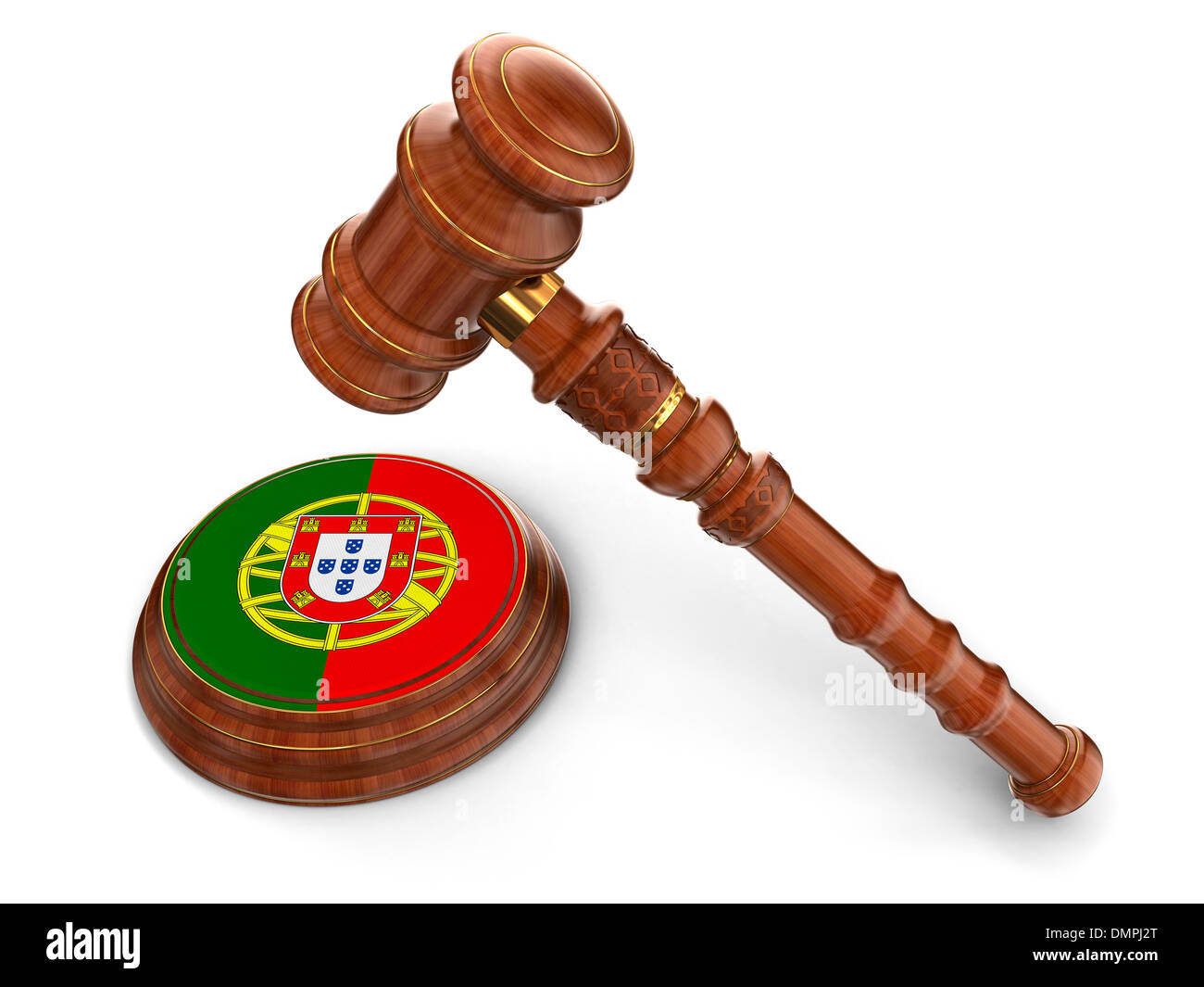 Wooden Mallet and Portuguese flag (clipping path included Stock Photo ...