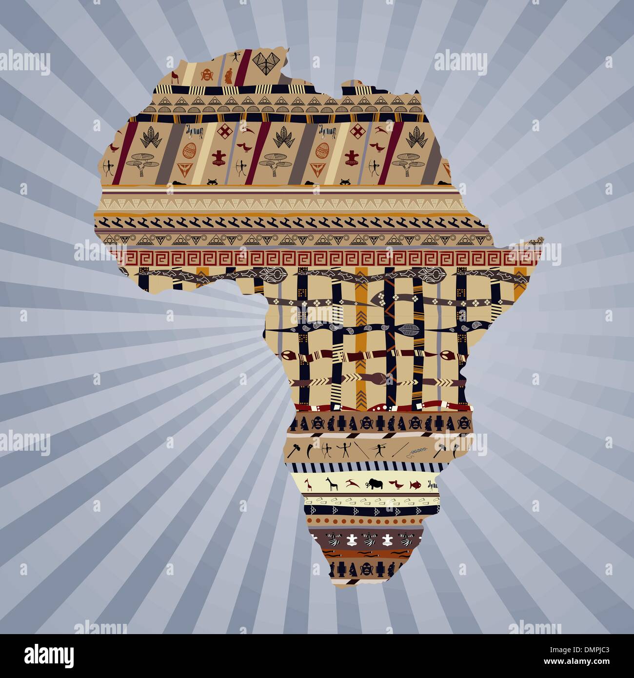 Abstract silhouette of Africa with traditional paintings Stock Vector ...