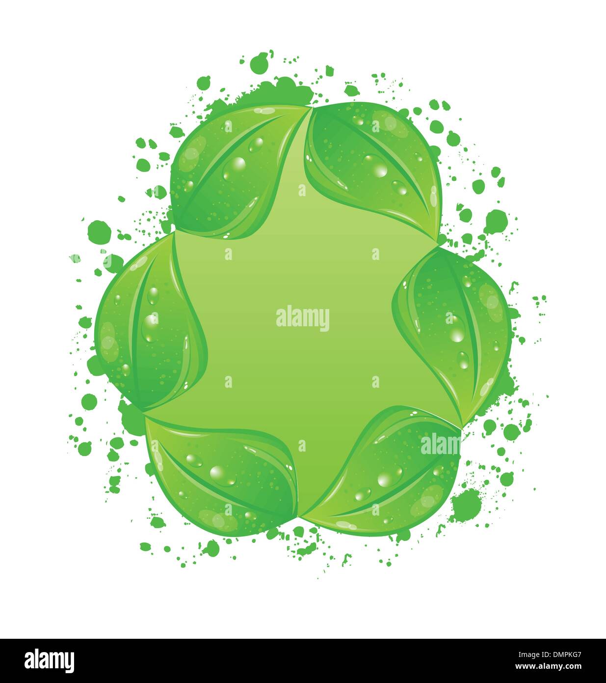 Green eco leaves label isolated on white background Stock Vector Image ...