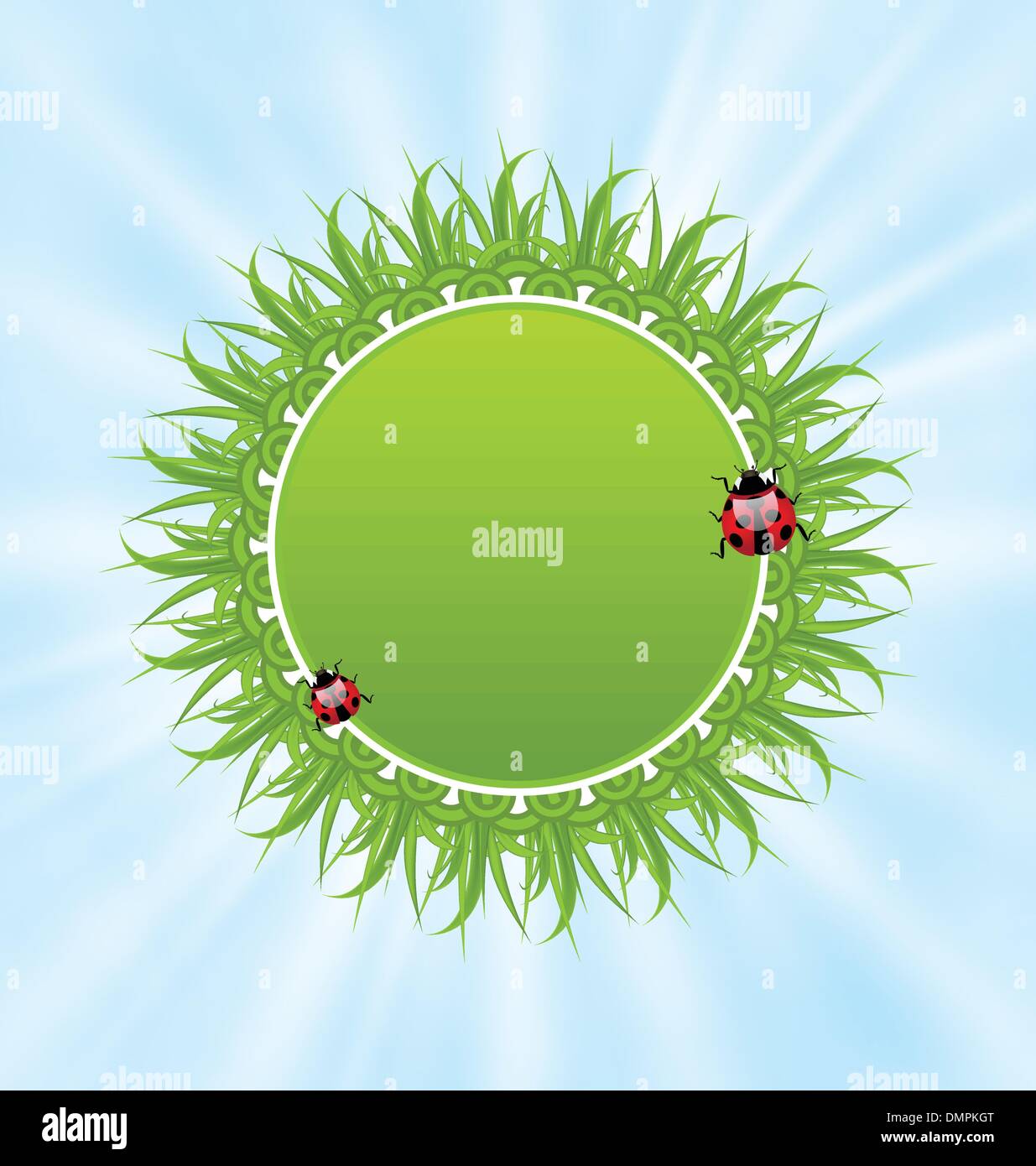 Spring freshness card with grass and ladybugs Stock Vector Image & Art ...