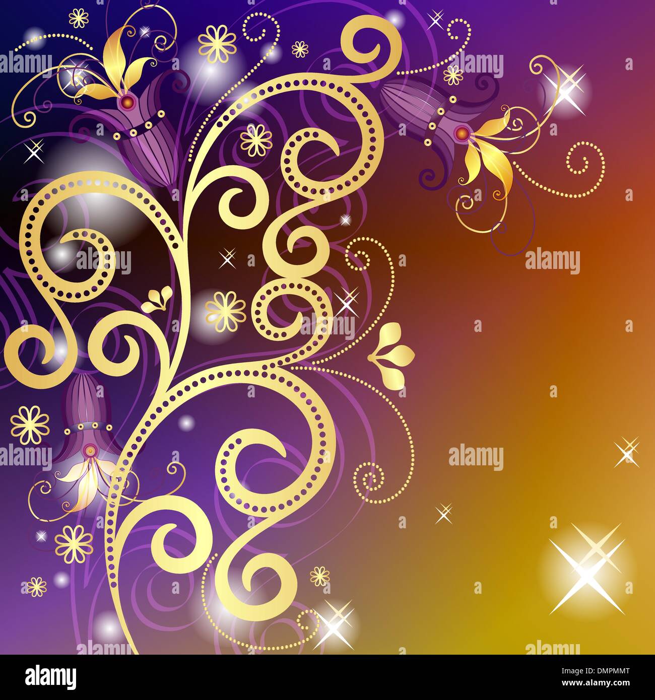 Gold and violet floral frame Stock Vector Image & Art - Alamy