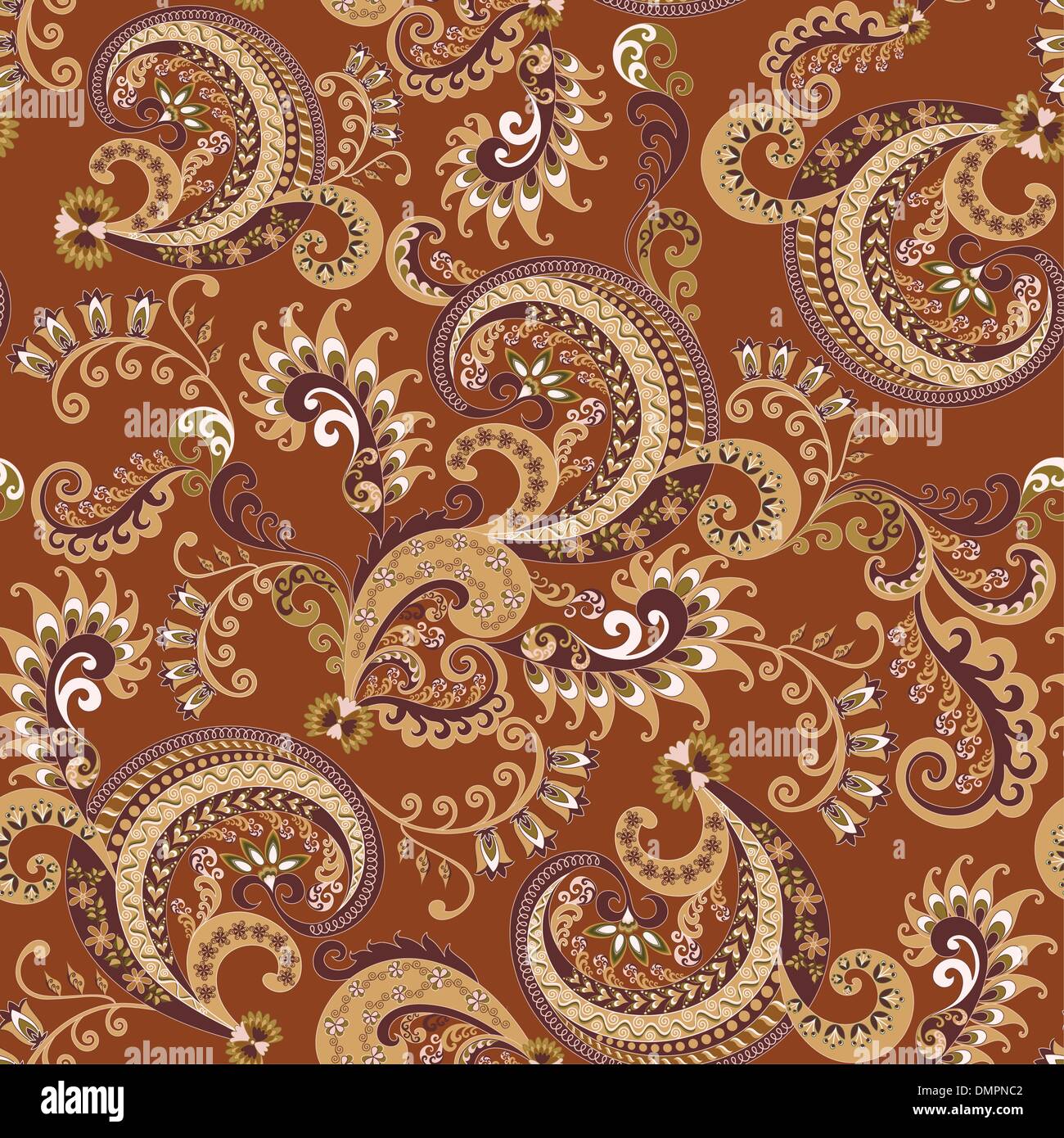 Seamless brown paisley pattern Stock Vector Image & Art - Alamy