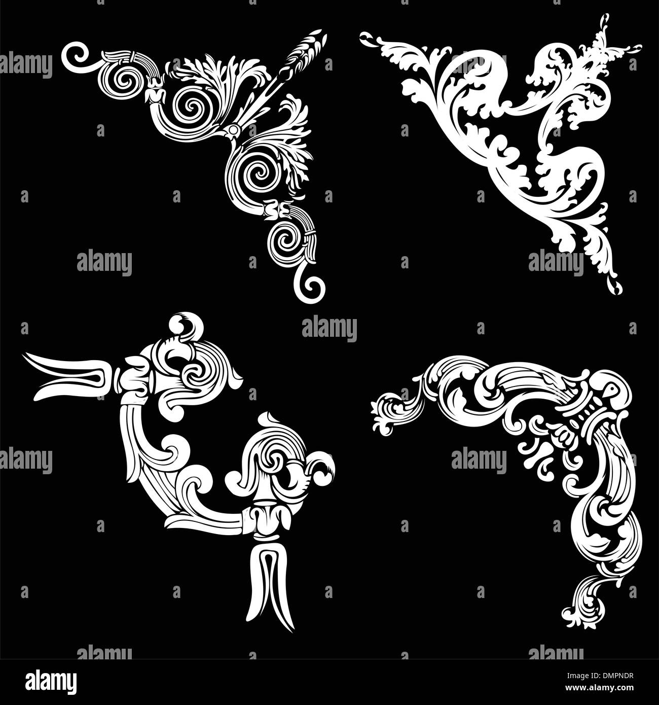 Set Of Four One Color Corners. Elements Of Design Stock Vector Image ...