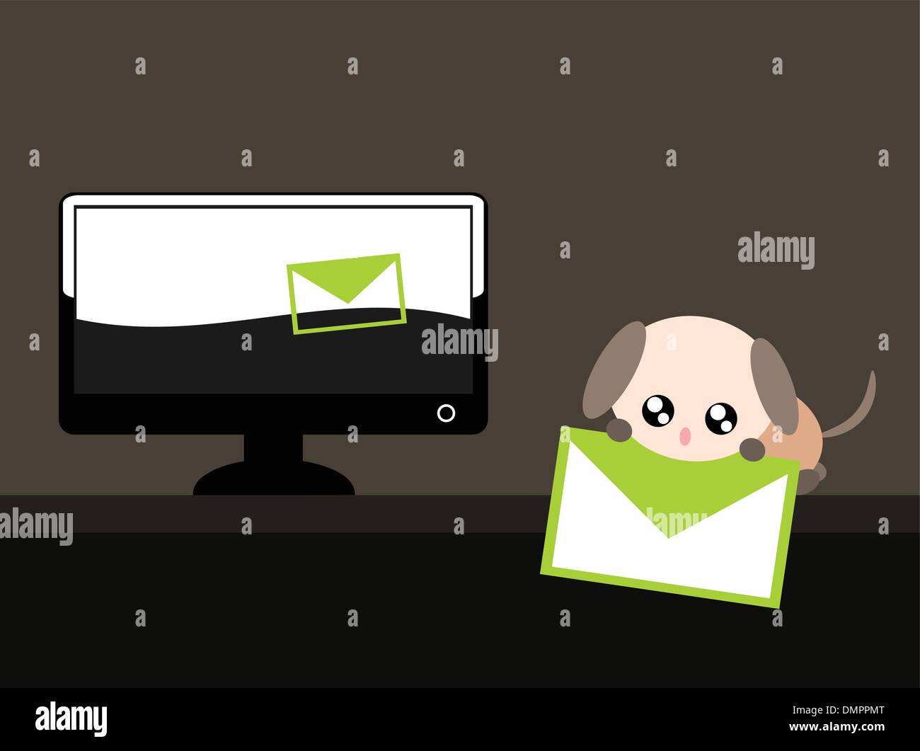 Cartoon dog with e-mail illustration Stock Vector Image & Art - Alamy