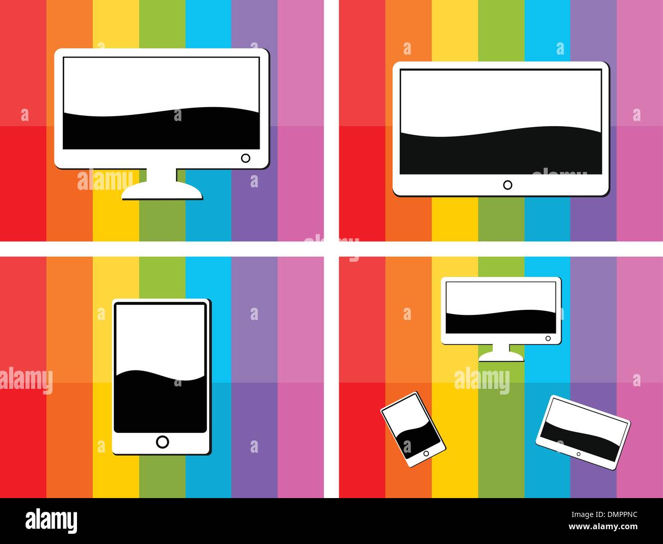 Computer tablet mobile in colorful background illustration Stock Vector ...