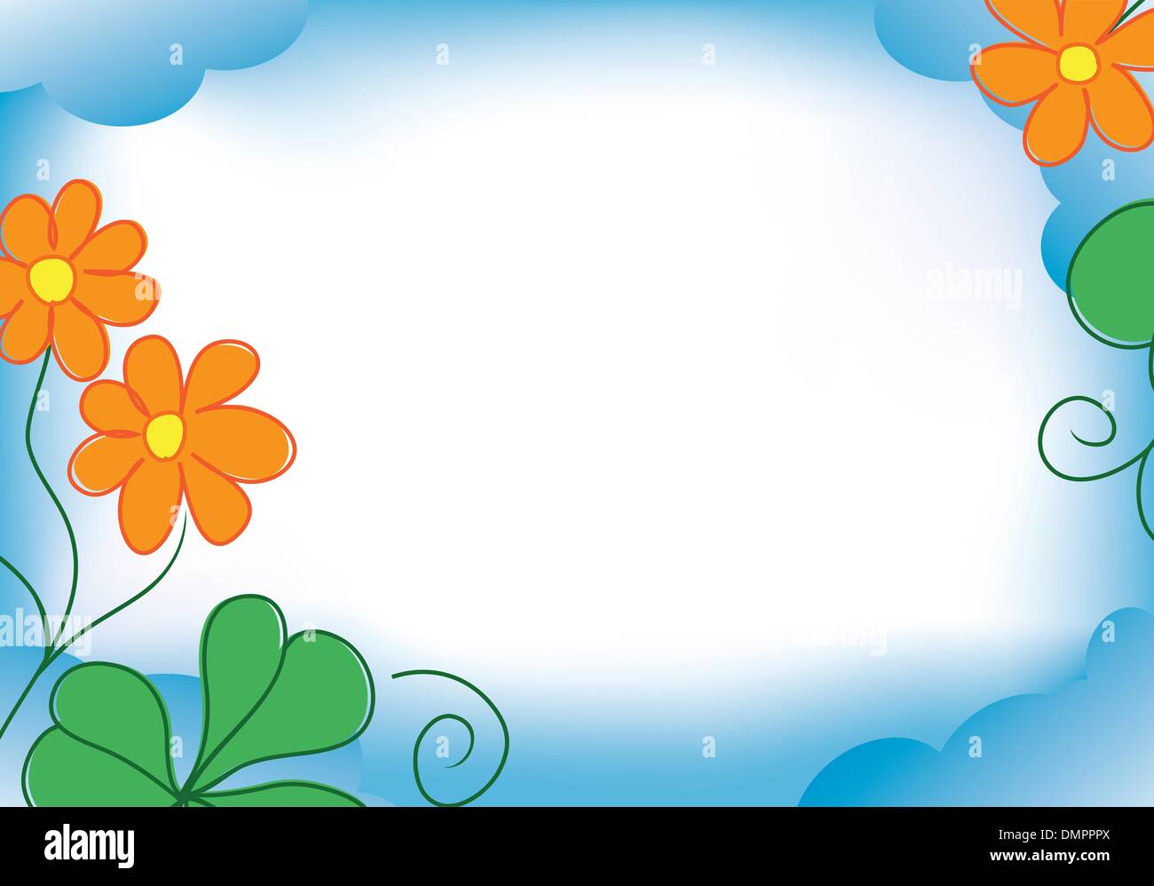 vector blue frame with orange flowers Stock Vector Image & Art - Alamy