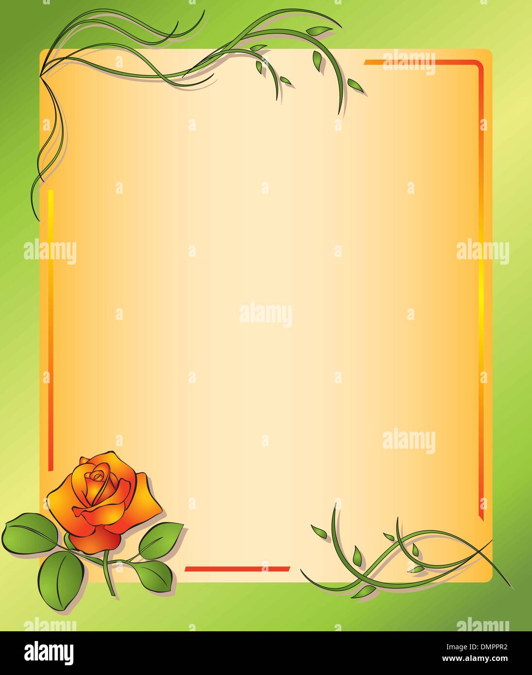 floral frame with rose - vector Stock Vector Image & Art - Alamy