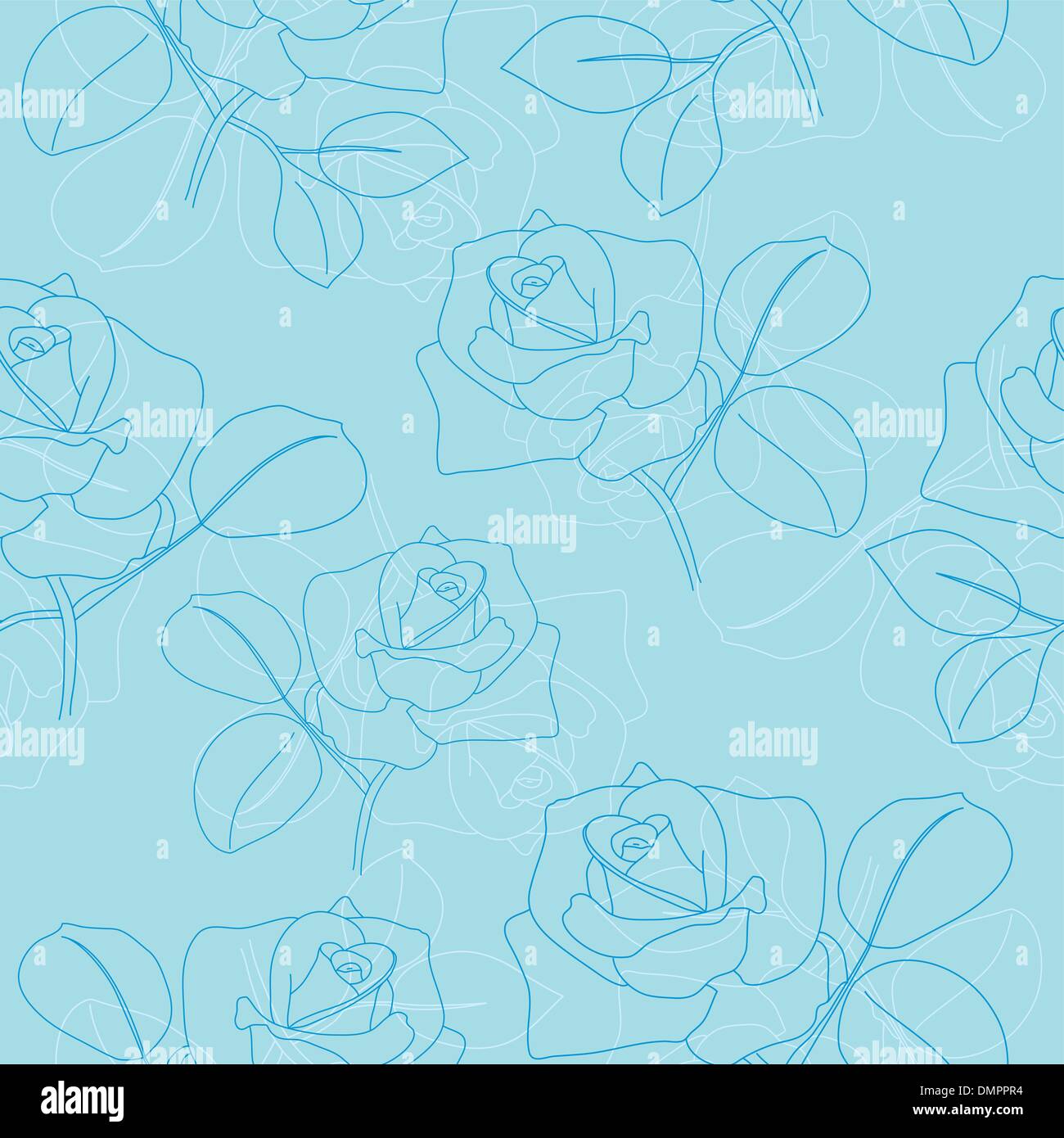 vector light blue seamless pattern with roses Stock Vector Image & Art ...