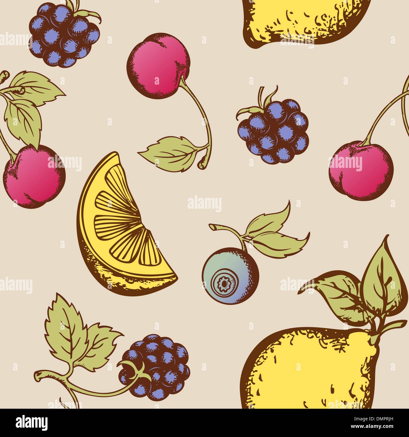 Seamless fruit pattern hi-res stock photography and images - Alamy