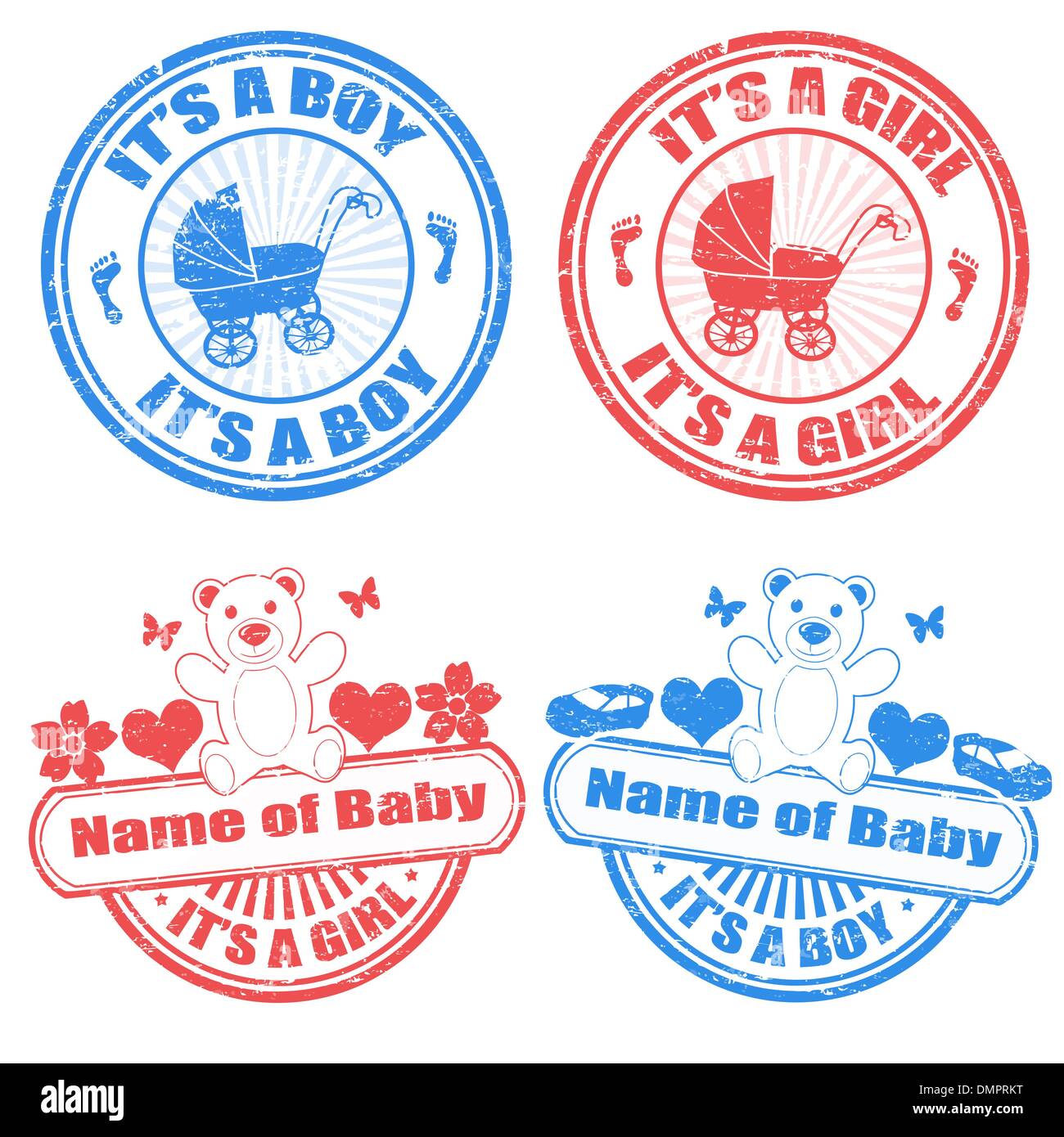 Baby boy and baby girl stamps Stock Vector Image & Art - Alamy