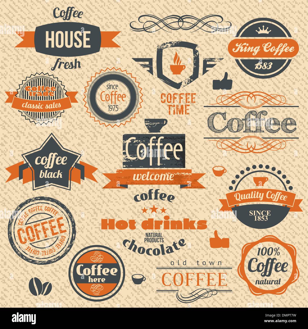 Vector Coffee Stamps and Label Design Backgrounds Stock Vector Image ...