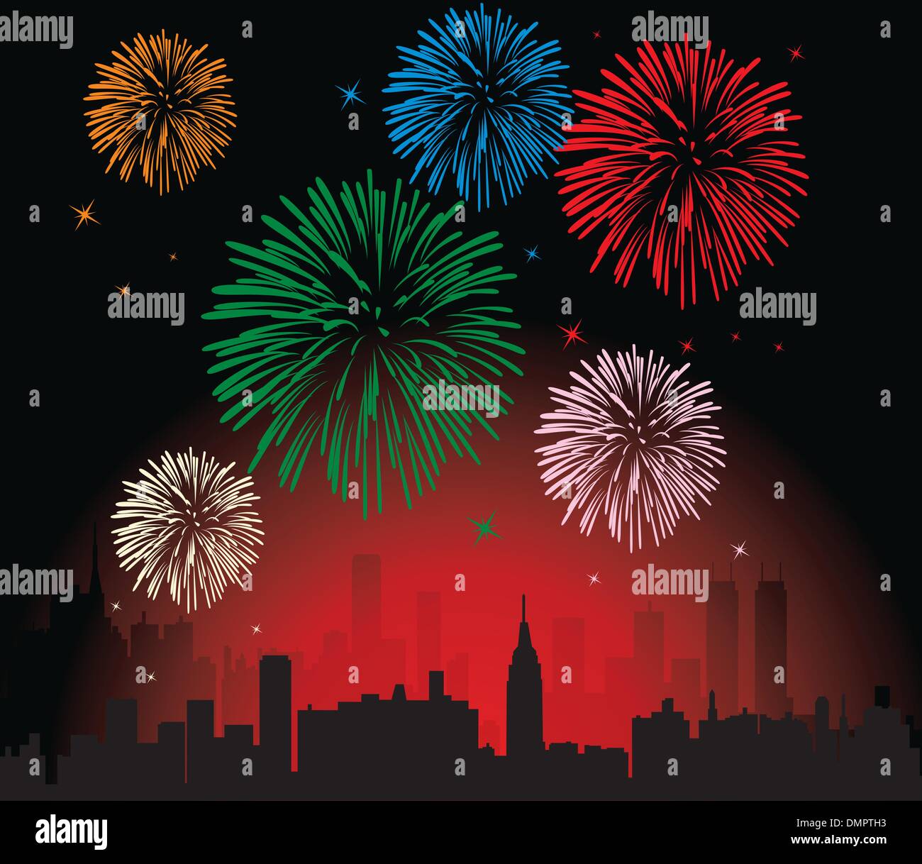 vector fireworks over a city Stock Vector Image & Art - Alamy