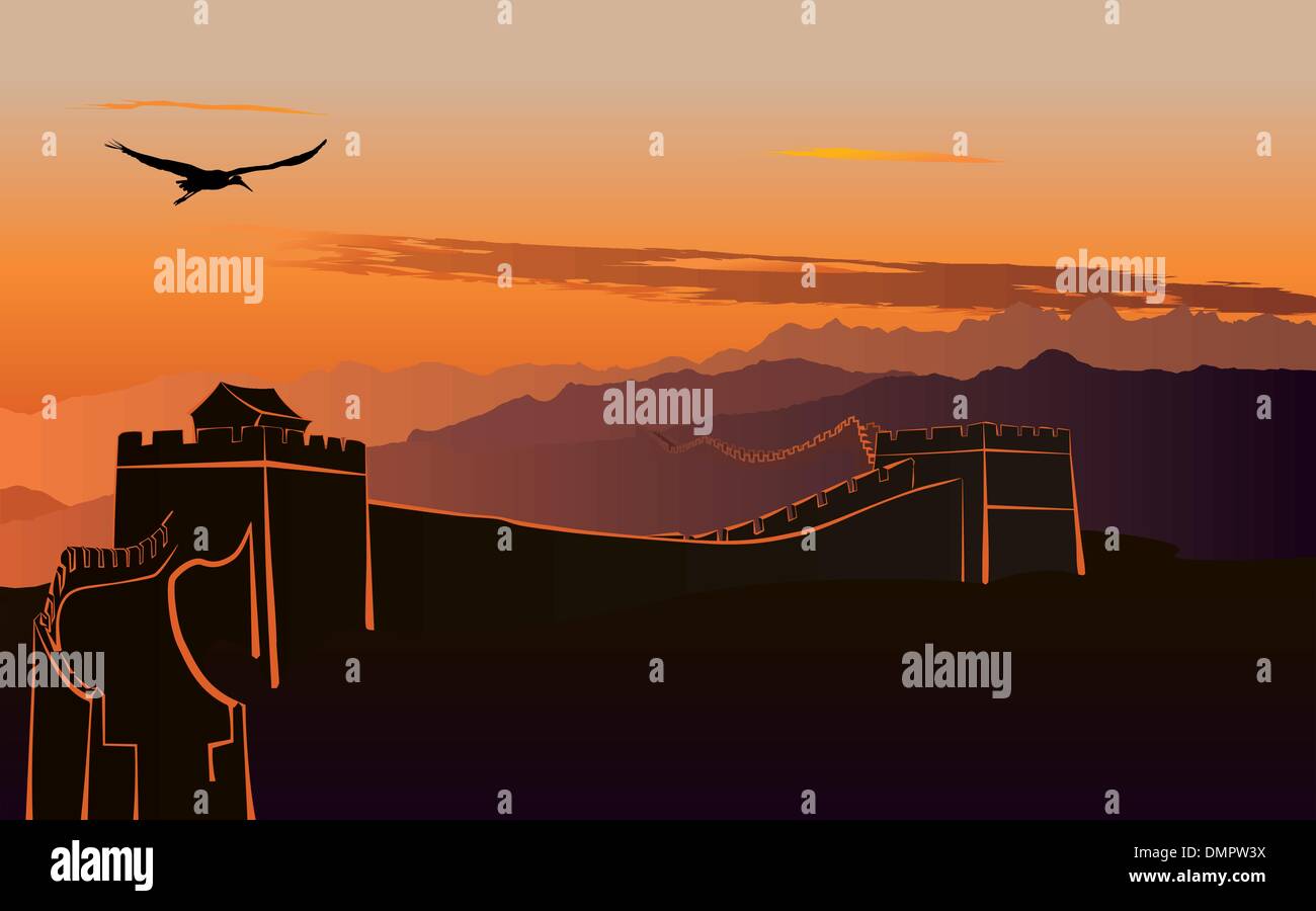 The great wall china sunrise Stock Vector Images - Alamy