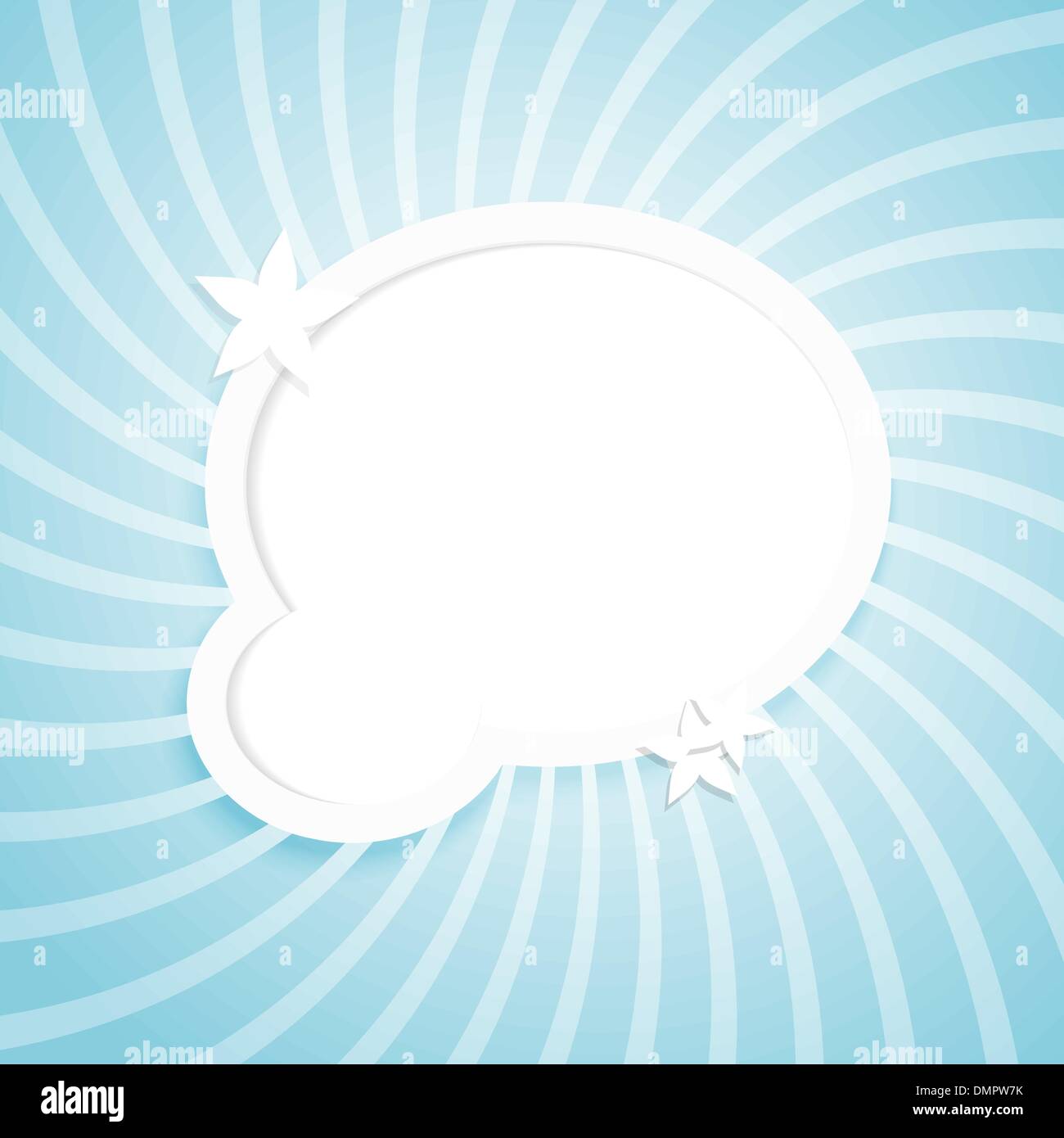 Bubble for information with white flowers on a blue background w Stock ...