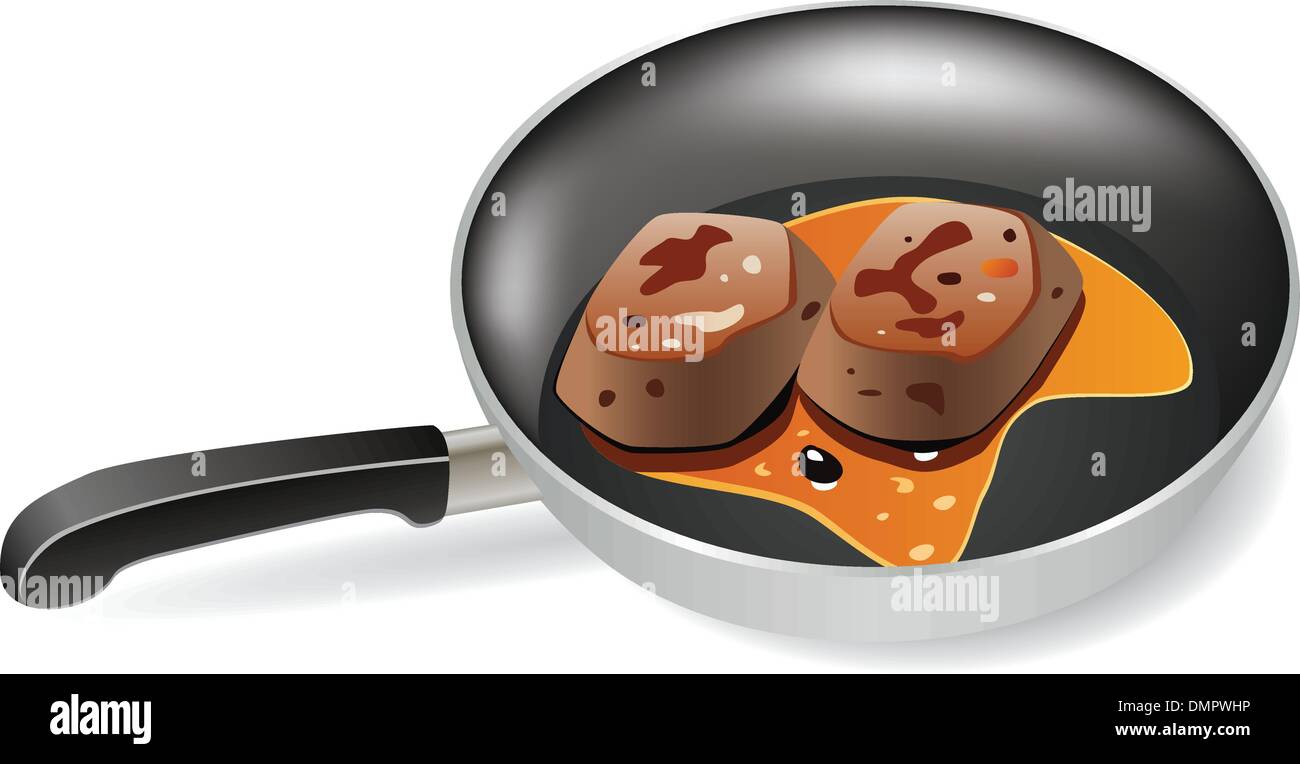vector meat in a frying pan Stock Vector Image & Art - Alamy