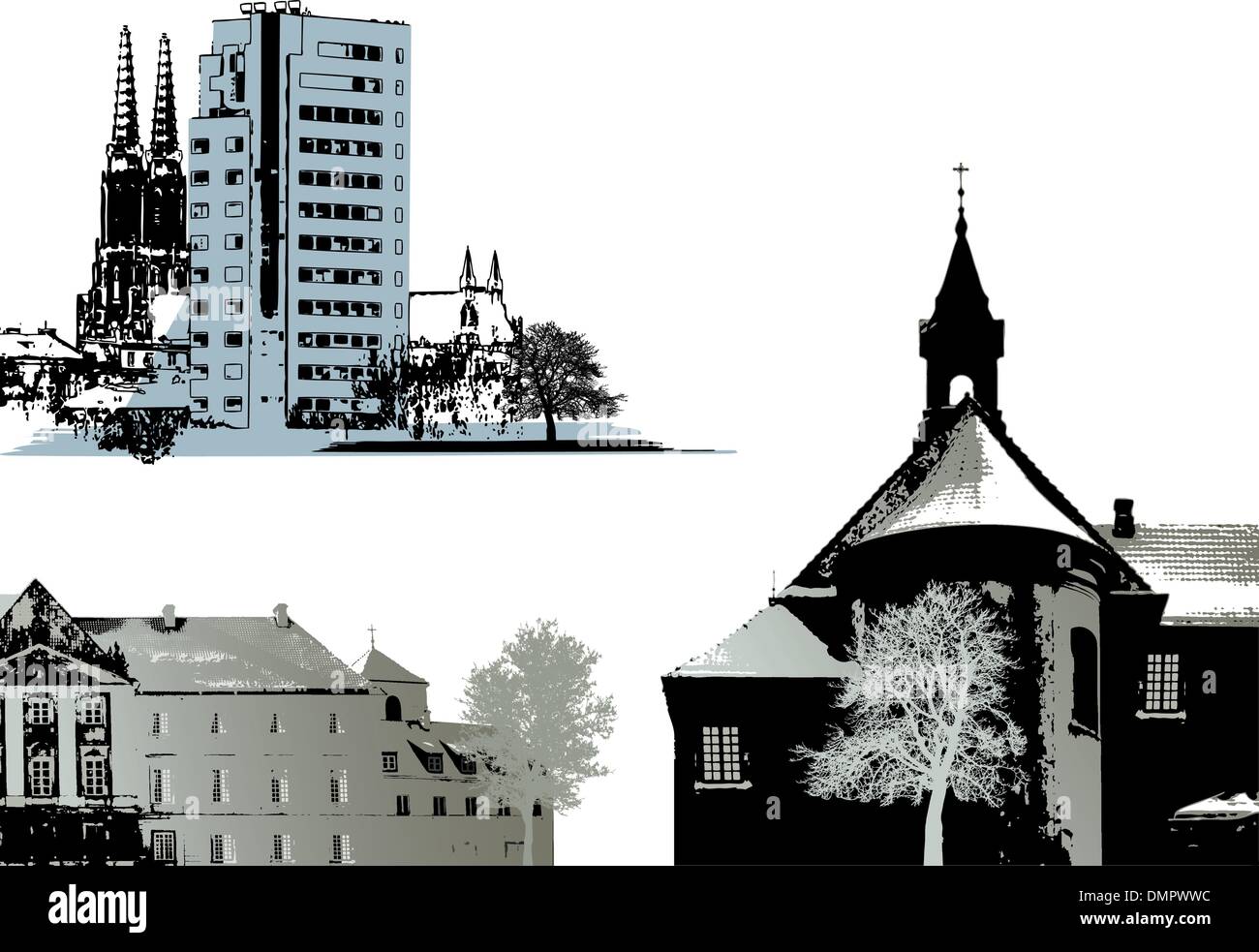 vector set of buildings and church Stock Vector Image & Art - Alamy