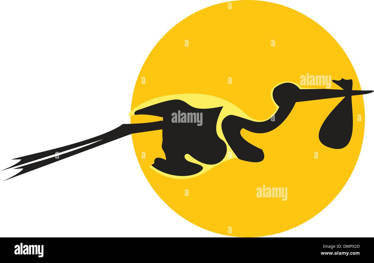 the vector flying stork with a bundle Stock Vector Image & Art - Alamy