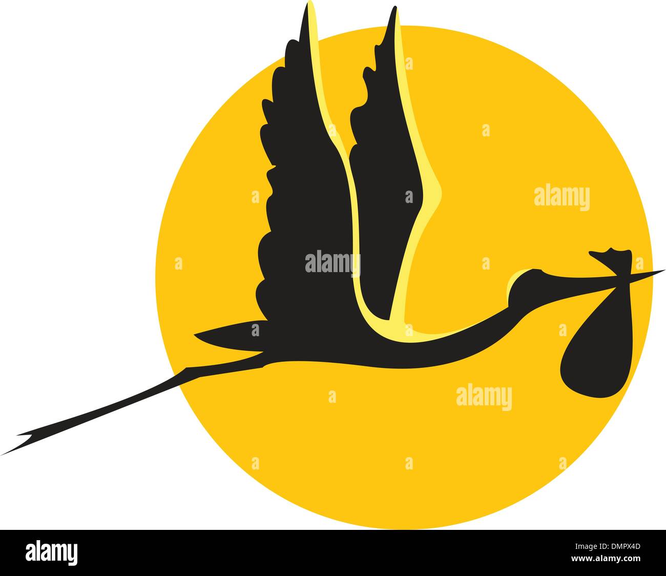 the vector flying stork with a bundle Stock Vector Image & Art - Alamy