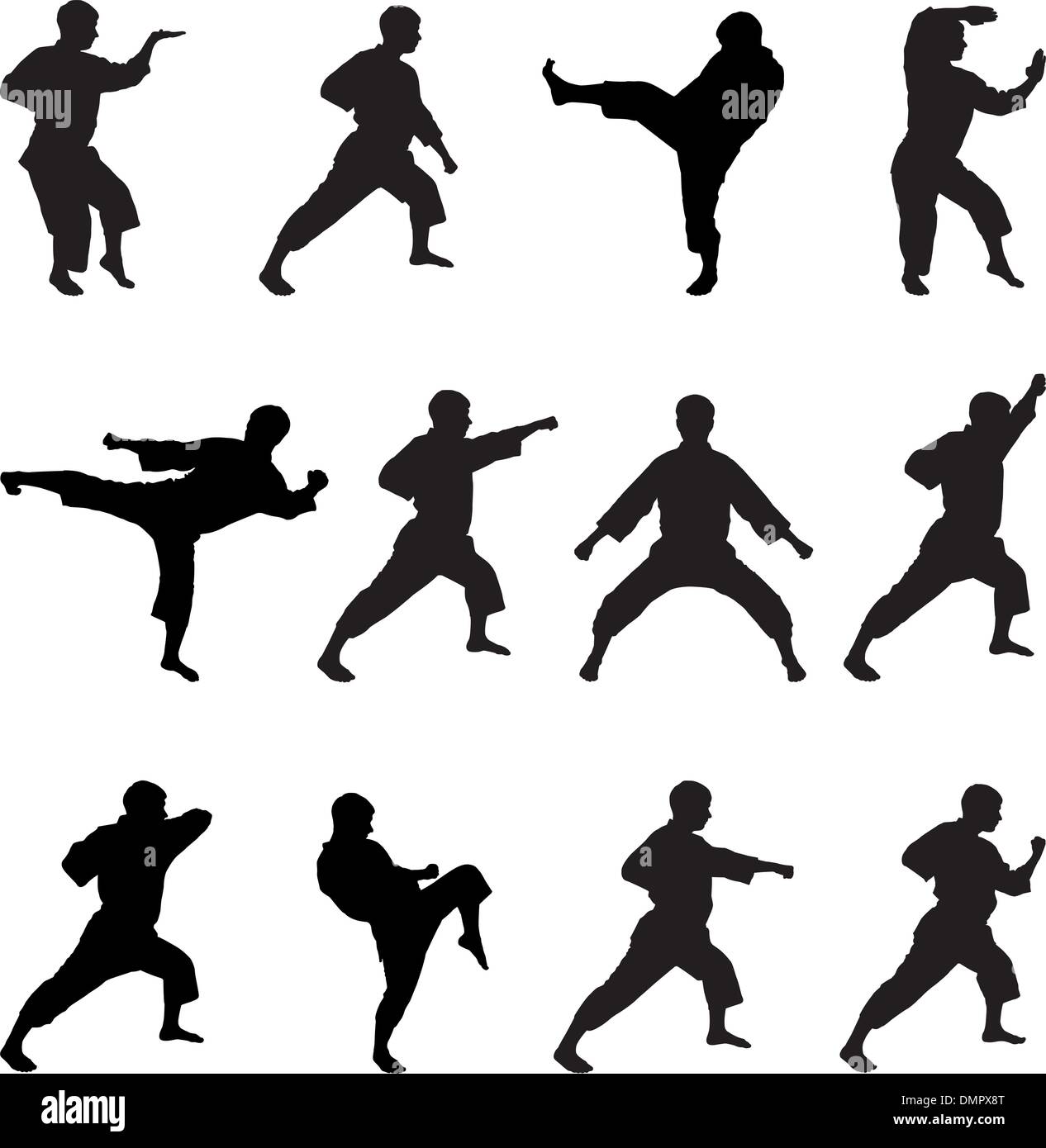 Silhouettes of positions of the karateka Stock Vector Image & Art - Alamy
