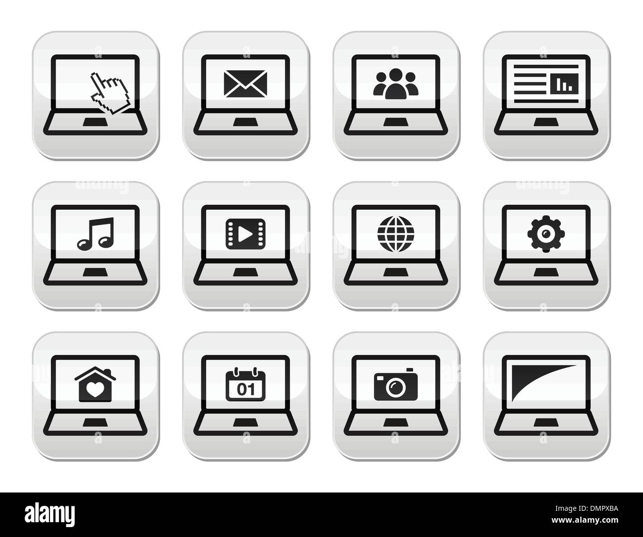 Laptop black vector buttons set Stock Vector Image & Art - Alamy