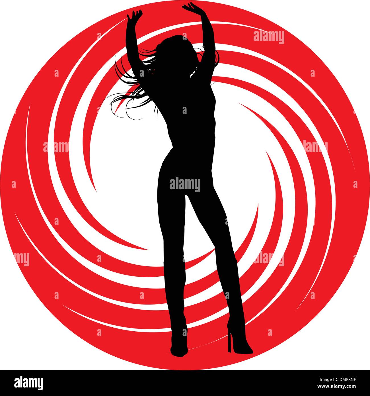 the vector silhouette on red swirl Stock Vector Image & Art - Alamy