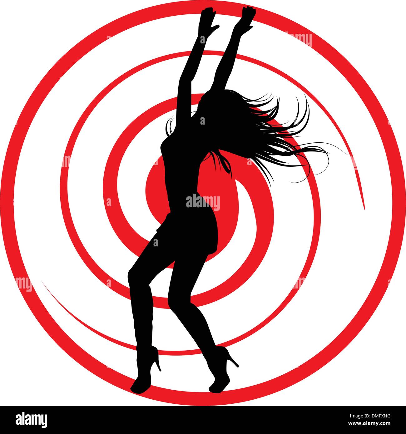the vector silhouette on red swirl Stock Vector Image & Art - Alamy
