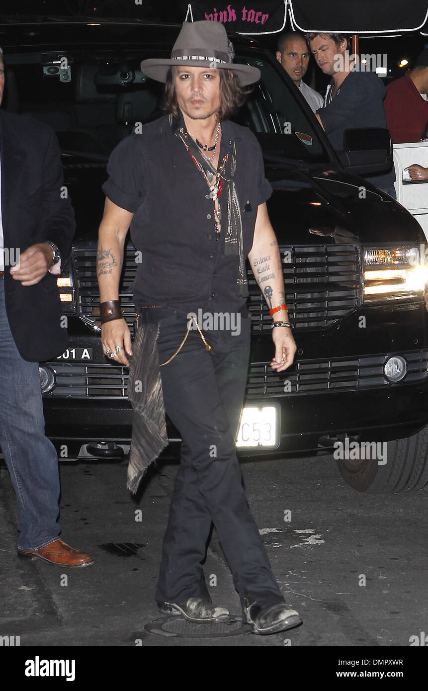 Johnny Depp at Steven Tyler's party at Pink Taco restaurant Los Angeles ...
