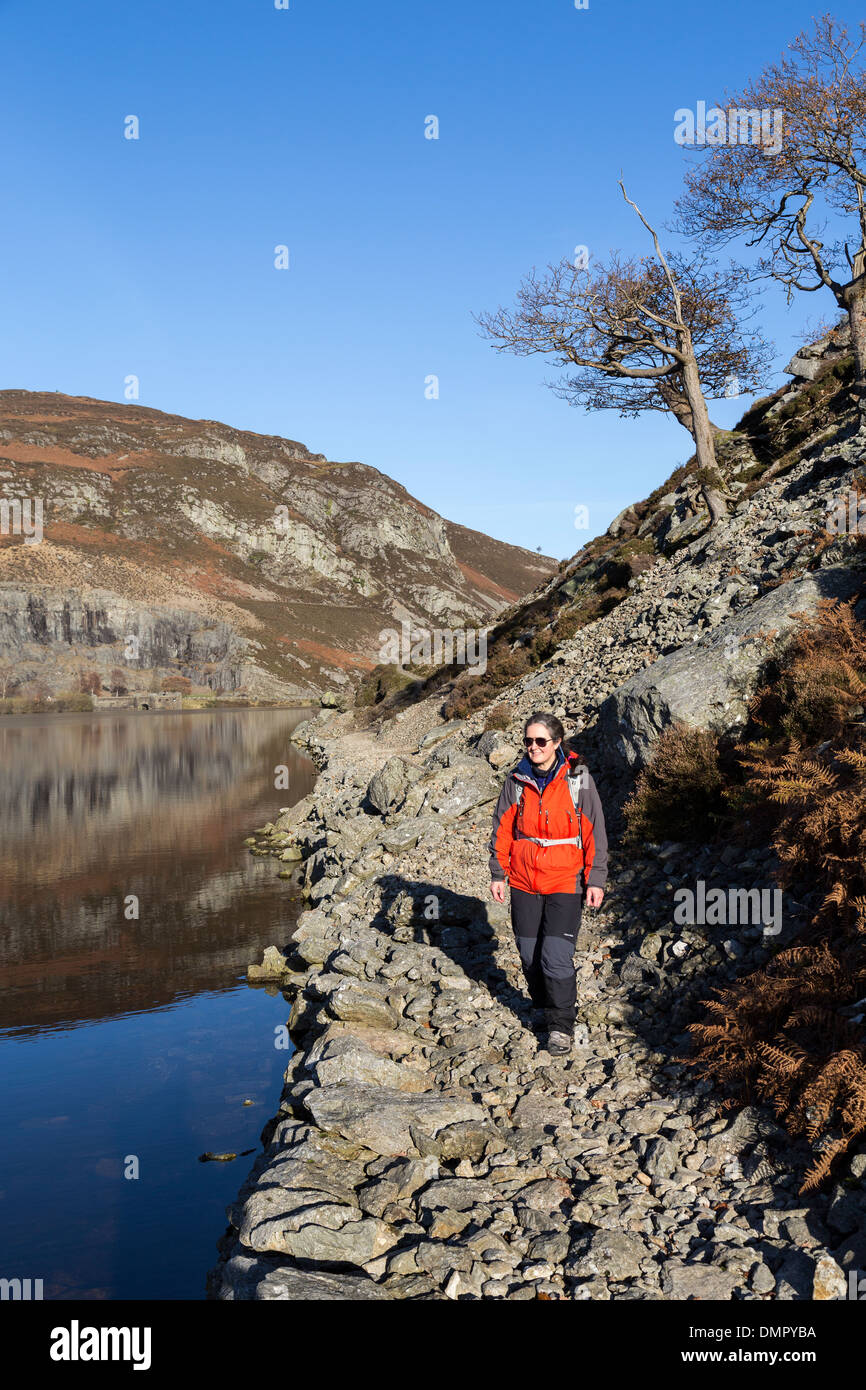 Walking alongside the Elan Valley reservoir, Powys, Wales, UK Stock ...
