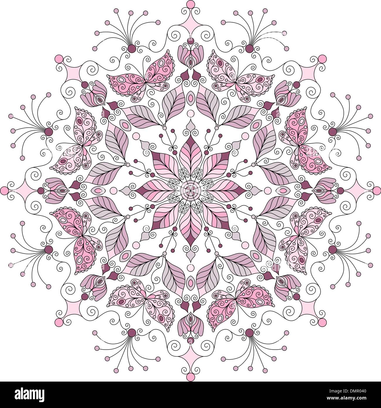 Filigree lotus flower black border hi-res stock photography and images ...