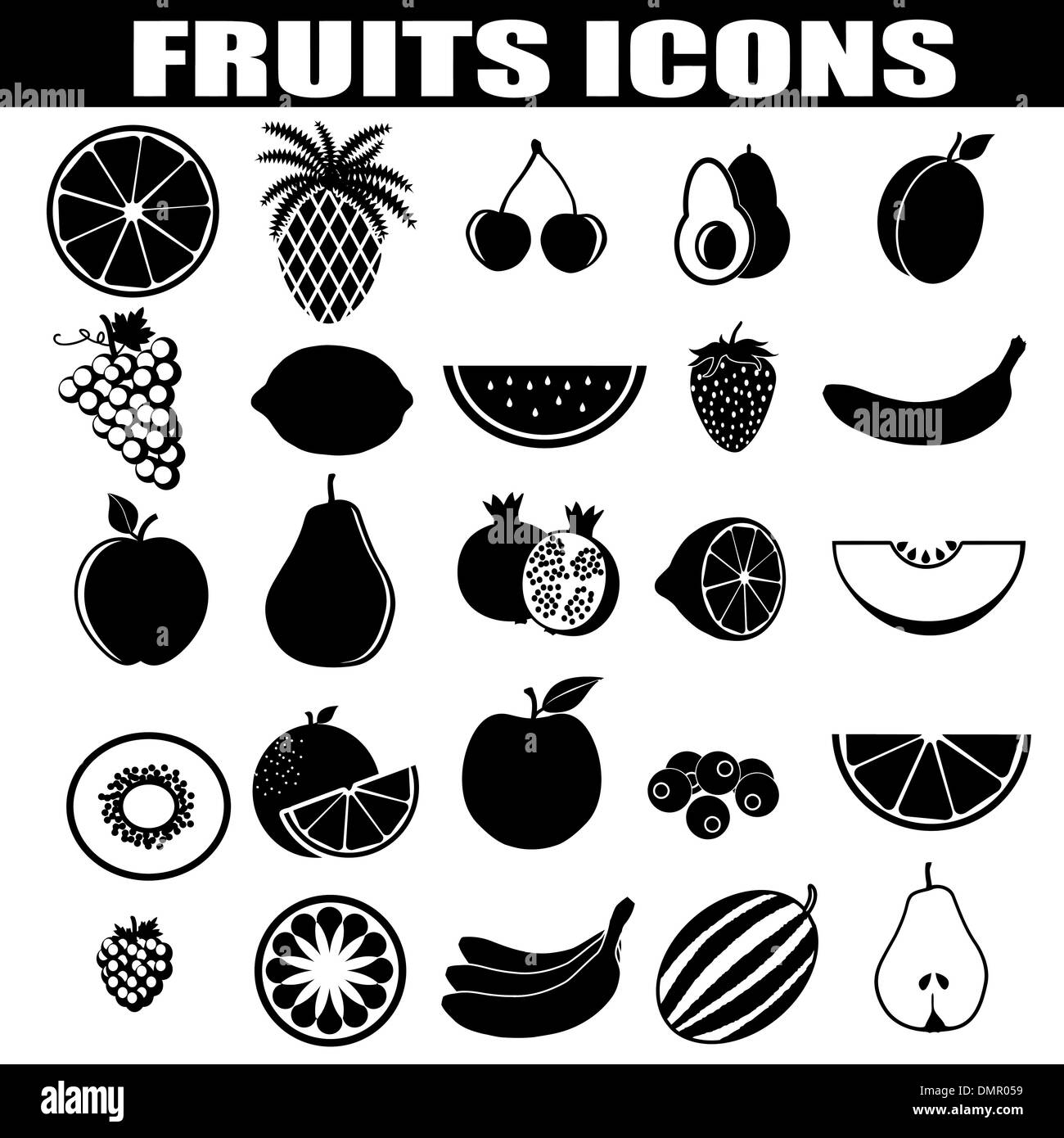 Citrus fruit set Black and White Stock Photos & Images - Alamy