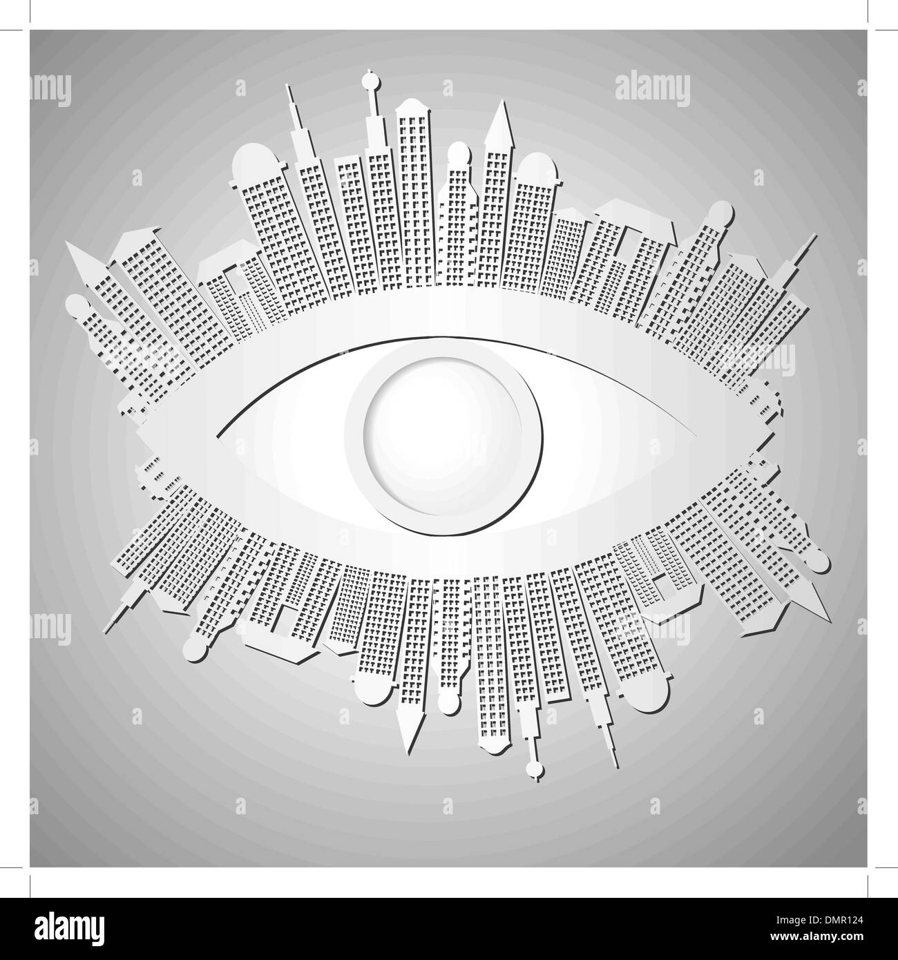 Abstract background with eye and buildings Stock Vector Image & Art - Alamy