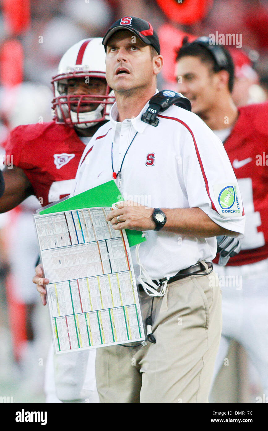 Stanford's head coach Jim Harbaugh during game action at Stanford ...