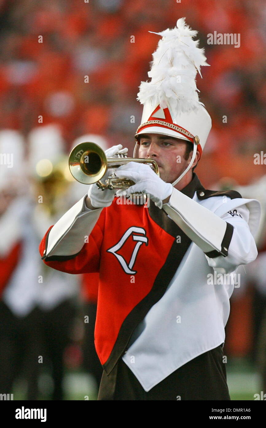 A member of the Bowling Green marching band plays during the national ...