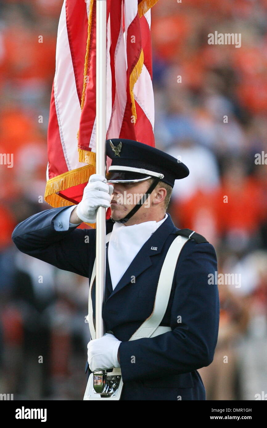 Members of the Bowling Green Air Force ROTC color guard stand at ...