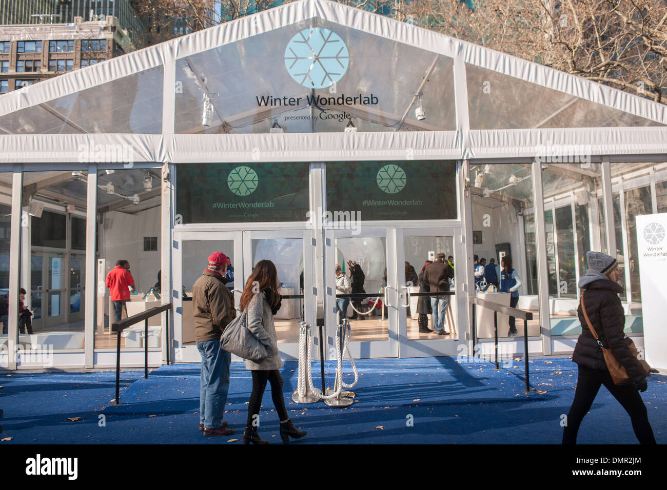 Google's Winter Wonderlab pop-up in Bryant Park in New York Stock Photo ...