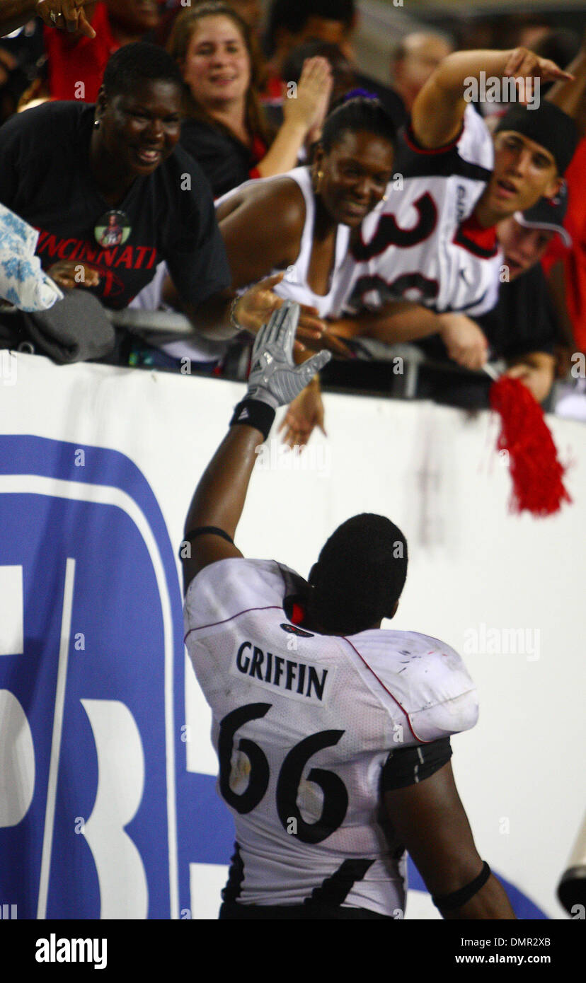 Cincinnati offensive lineman Sam Griffin #66 celebrates victory during ...