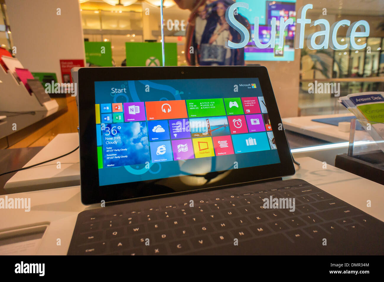 Surface tablets on display in the Microsoft kiosk in a mall in the ...