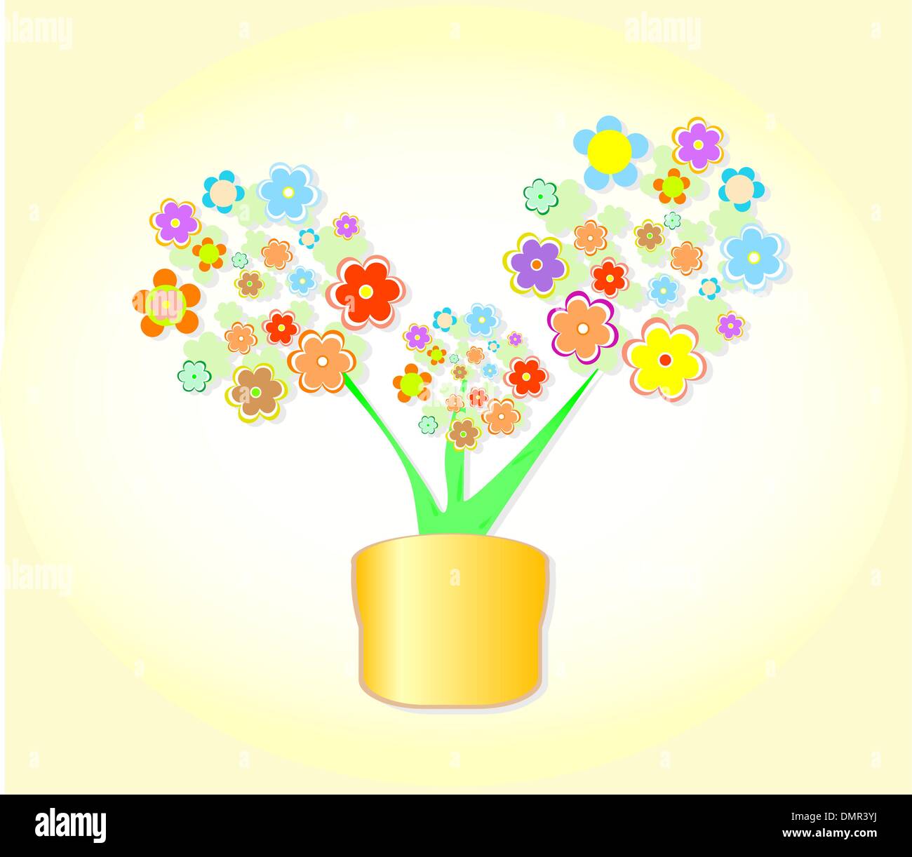 Abstract Flower In Pot, Flowerpot Background vector Stock Vector Image ...