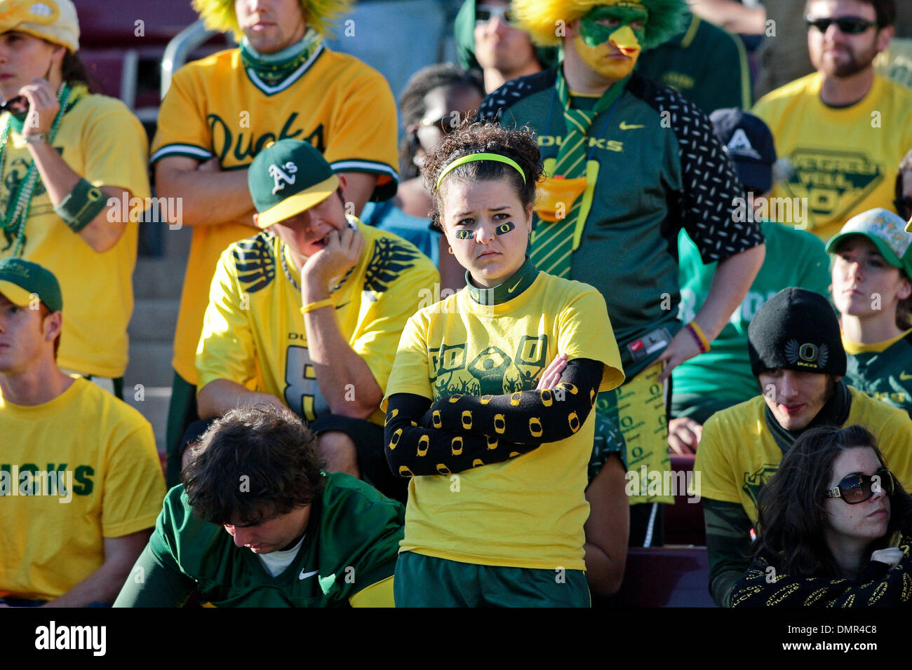 Oregon fans look on in disbelief during game action on Saturday at ...