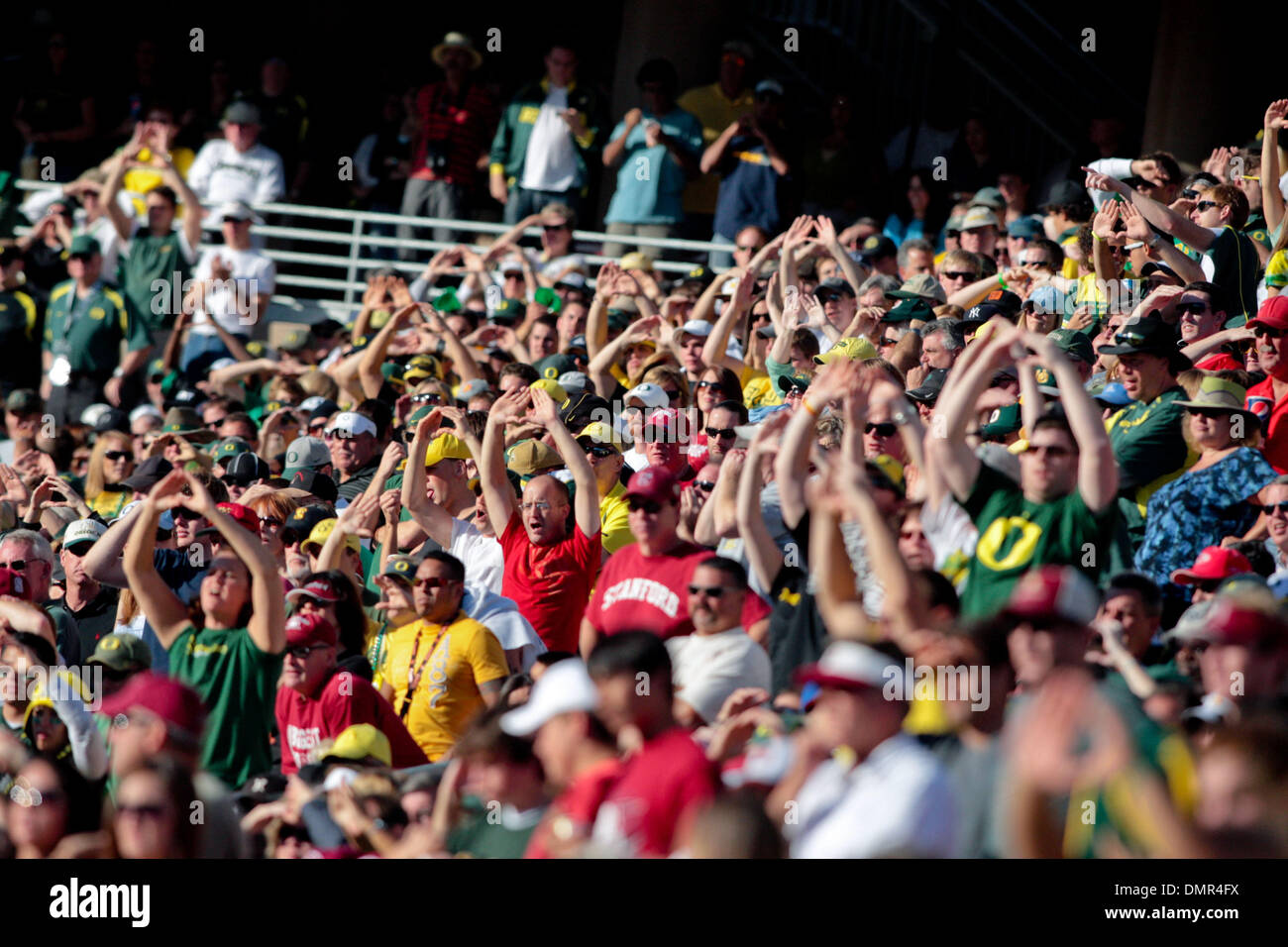 Oregon Duck fans during game action on Saturday at Stanford Stadium ...