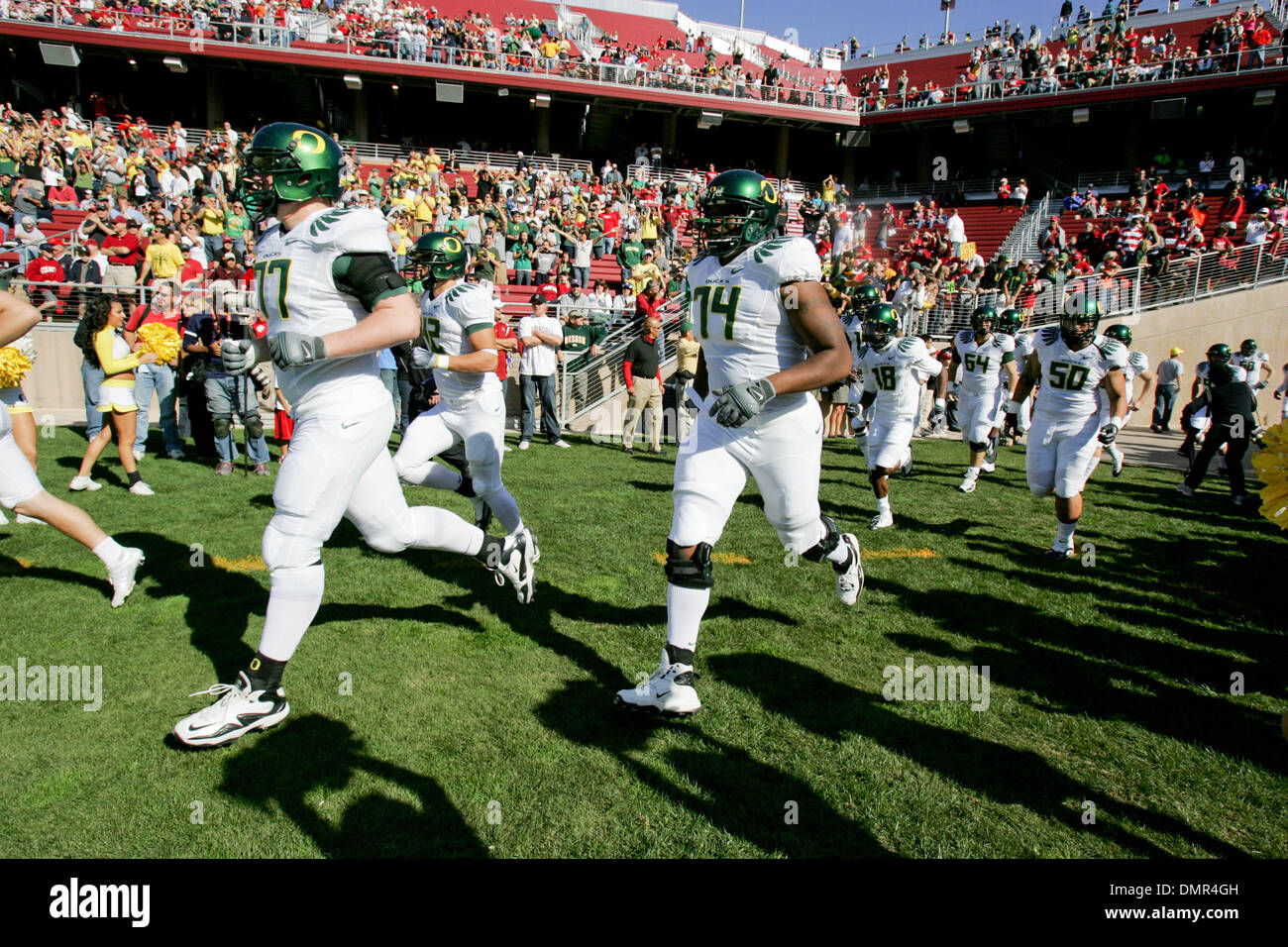 Oregon takes the field during game action on Saturday at Stanford ...