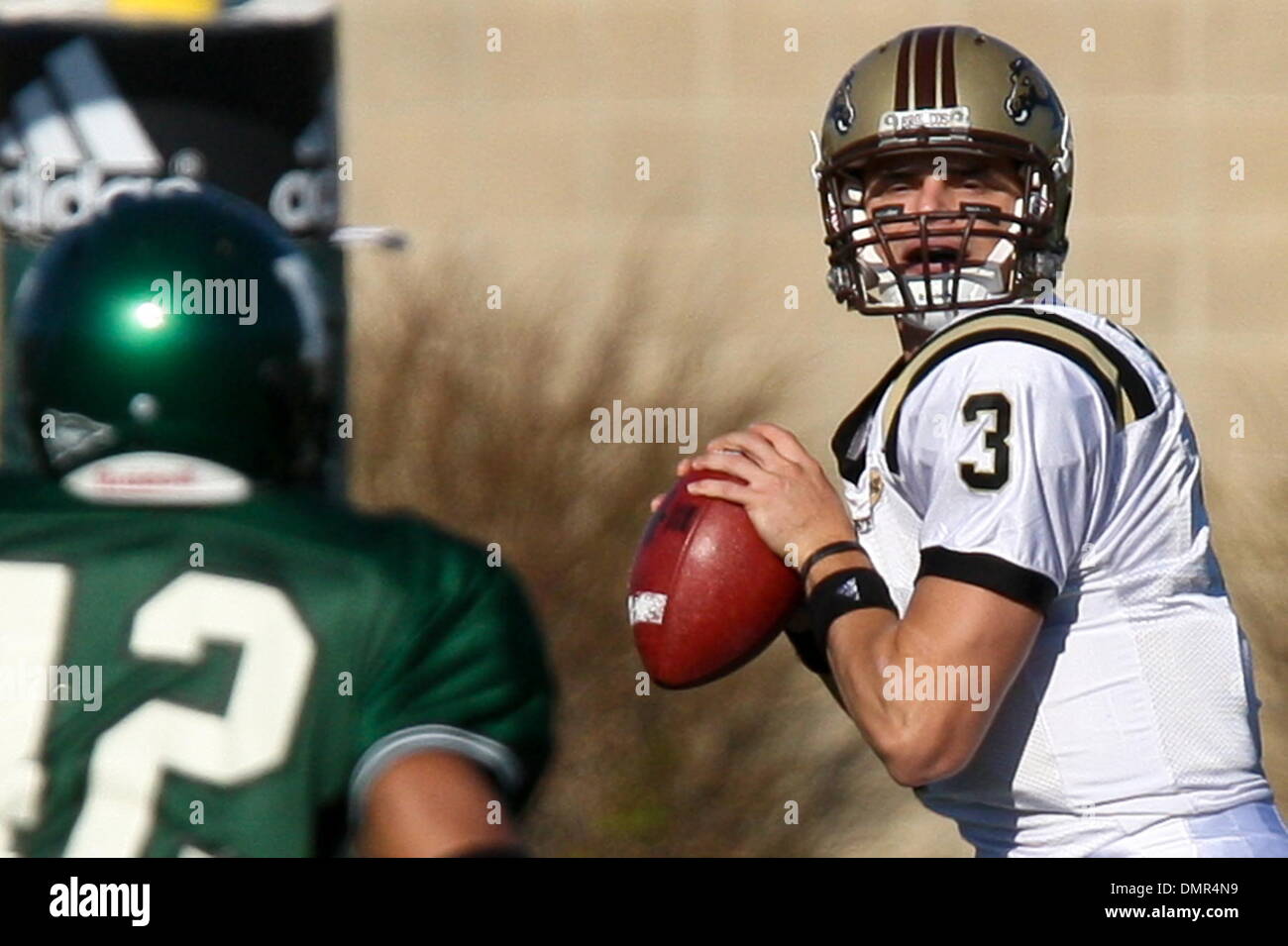 Western Michigan quarterback Tim Hiller (3) looks for an open receiver ...